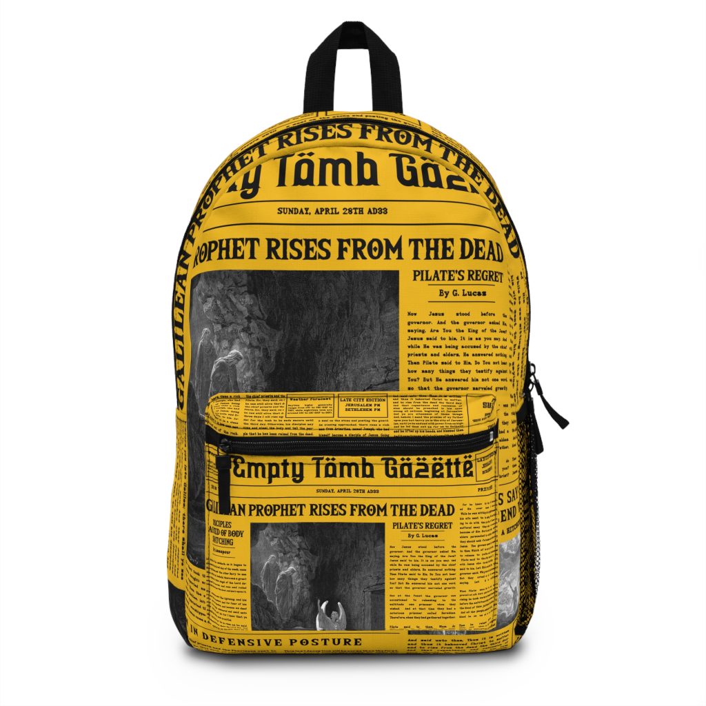 Vintage-Inspired “Empty Tomb Gazette” Backpack – Retro Newspaper Style ...